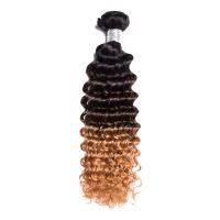 China 100% Natural Deep Wave Double Weft Brazilian Remy Hair Bundles Vendor with Ombre Color for sale