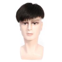 China Left Design Swiss Lace Base Men's Toupee with Thin Skin Openings and 100% Human Hair for sale