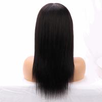 China Swiss Lace Base Straight Lace Front Wig with Bangs 100% Human Hair Virgin Hair for sale