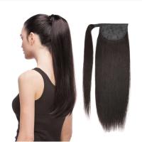 China 100% Human Hair Clip in Ponytail Extension Straight 16 Inch Raw Virgin Natural Black for sale