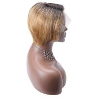 China Swiss Lace Human Hair Wig Bouncy Straight Fringe Pixie Cut Wig for All Colors Newest for sale
