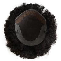 China Toupee Texture 24mm Afro Kinky Curly Swiss Lace Men Hair Units Natural Human Hair Wig for sale