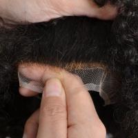 China Toupee Texture 24mm Afro Kinky Curly Swiss Lace Men Hair Units Natural Human Hair Wig for sale