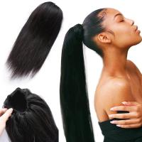 China 100% Virgin Human Hair Silky Straight Drawstring Ponytail Longest Hair Ratio 60% for sale