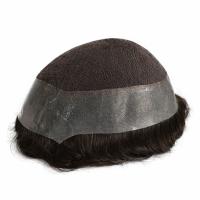 China Toupee Density 100% 100% Human Hair Replacement with NPU and Lace Around for sale