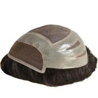 China Full Hand Made Natural Hairline Lace Base Men's Toupee Hairpiece with Bleached Knots for sale