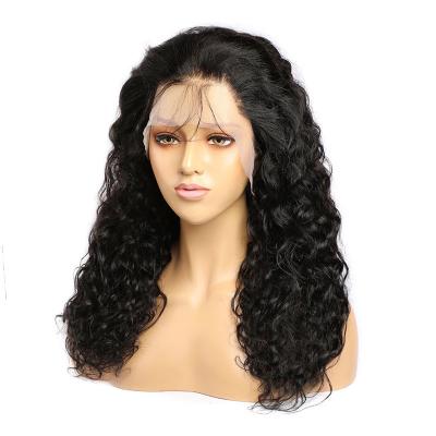 China 14-28 Inch Remy Hair Water Wave Frontal Human Hair Wigs with Pre Pucked Bleached Knots for sale