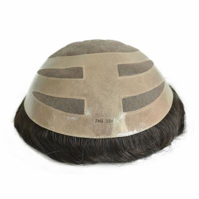 China Small/Large/Average Size Men Toupee with MONO Mesh and Swiss Lace Made of Virgin Hair for sale