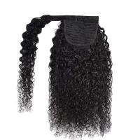 China Vigorous Real Brazilian Kinky Curly Wrap Around Ponytail Human Hair Extensions Black for sale