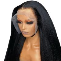 China Light Brown Lace Color 13*4 HD Afro Kinky Straight Human Hair Lace Frontal Wigs Vendors for sale