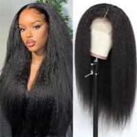 China Light Brown Lace Color 13*4 HD Afro Kinky Straight Human Hair Lace Frontal Wigs Vendors for sale