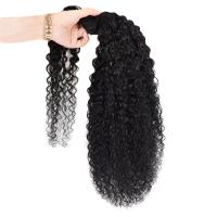 China Vigorous Real Brazilian Kinky Curly Wrap Around Ponytail Human Hair Extensions Black for sale