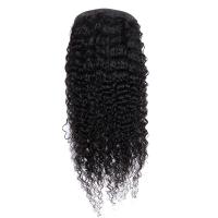 China Vigorous Real Brazilian Kinky Curly Wrap Around Ponytail Human Hair Extensions Black for sale