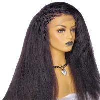 China Light Brown Lace Color 13*4 HD Afro Kinky Straight Human Hair Lace Frontal Wigs Vendors for sale