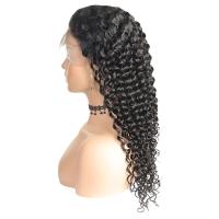 China 150% 180% Density Curly Deep Wave Frontal Wig with Human Virgin Hair Natural Women for sale