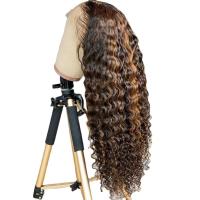 China Brazilian Virgin Hair Deep Wave Curly HD Lace Frontal Long Wig with Human Hair Type for sale