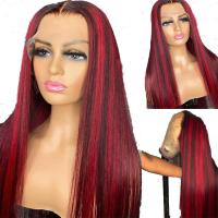 China Swiss Lace Base Material 150% 180% 200% Density Original Human Hair Red Lace Front Wigs for sale