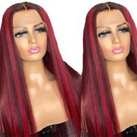 China Swiss Lace Base Material 150% 180% 200% Density Original Human Hair Red Lace Front Wigs for sale