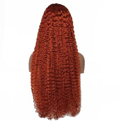 China Soft And Shiny Orange Ginger Color Human Kinky Curly Remy Hair Wig With HD Lace Frontal for sale