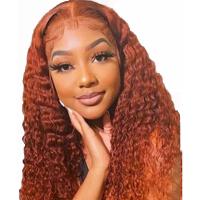 China Soft And Shiny Orange Ginger Color Human Kinky Curly Remy Hair Wig With HD Lace Frontal for sale