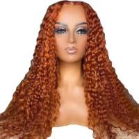 China Soft And Shiny Orange Ginger Color Human Kinky Curly Remy Hair Wig With HD Lace Frontal for sale