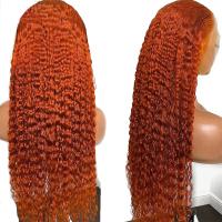 China Soft And Shiny Orange Ginger Color Human Kinky Curly Remy Hair Wig With HD Lace Frontal for sale