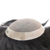 China Remy Hair High Density Adhesive Afro Curl PU Lace Hair Replacement System Toupee for Black Men for sale