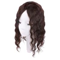 China Top Human Hair Ladies Dark Brown Long Wavy Curly Silk Top Clip In Hair Toppers for Women for sale