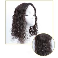 China Top Human Hair Ladies Dark Brown Long Wavy Curly Silk Top Clip In Hair Toppers for Women for sale