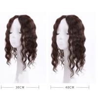 China Top Human Hair Ladies Dark Brown Long Wavy Curly Silk Top Clip In Hair Toppers for Women for sale