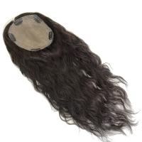 China Top Human Hair Ladies Dark Brown Long Wavy Curly Silk Top Clip In Hair Toppers for Women for sale
