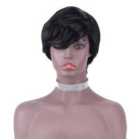 China Swiss Lace Base Material Pixie Cut Human Hair Wigs for Black Women Remy Hair Grade for sale
