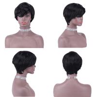 China Swiss Lace Base Material Pixie Cut Human Hair Wigs for Black Women Remy Hair Grade for sale