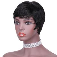 China Custom Logo Raw Natural Short Pixie Cut Human Hair Wig for and Natural Look 250g-450g for sale