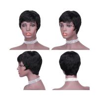 China Custom Logo Raw Natural Short Pixie Cut Human Hair Wig for and Natural Look 250g-450g for sale