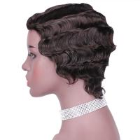 China 6 inch Water Wave Pixie Cut Short Human Hair Wigs with 180% Density and 250g-450g for sale