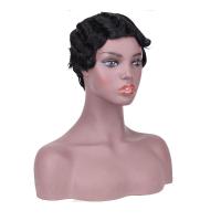 China 6 inch Water Wave Pixie Cut Short Human Hair Wigs with 180% Density and 250g-450g for sale