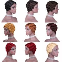 China 6 inch Water Wave Pixie Cut Short Human Hair Wigs with 180% Density and 250g-450g for sale