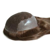 China 20 Inch Light Brown Highlights Human Remy Hair Toppers Brazilian Hair Toupee Lace PU Base for sale