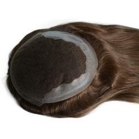 China 20 Inch Light Brown Highlights Human Remy Hair Toppers Brazilian Hair Toupee Lace PU Base for sale