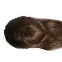 China 20 Inch Light Brown Highlights Human Remy Hair Toppers Brazilian Hair Toupee Lace PU Base for sale