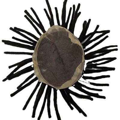 China Remy Hair Full Swiss Lace Base Dreadlock Toupee 60% Density Human Hair Topper for Men for sale