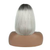 China 100% Human Hair Ombre Grey Short Bob Cut Pre Plucked HD Lace Front Wigs 250% Density for sale
