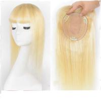 China Top Human Hair Crystal Bride Long Silk Base Blonde Toupee for Wedding Women Fringe Clip for sale