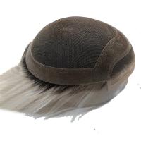 China Remy Hair Hand Tied Natural Ombre Salt And Pepper Gray Human Hair Pieces Toupee for Men for sale
