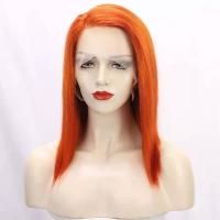 China 12inch Natural Straight HD Lace Frontal Wigs with Orange Color No Tangling or Shedding for sale
