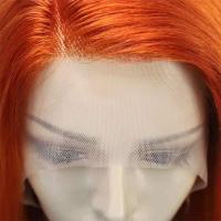 China 12inch Natural Straight HD Lace Frontal Wigs with Orange Color No Tangling or Shedding for sale