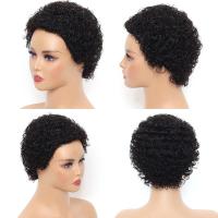 China Short Afro Curly Brazilian Hair Machine Made Pixie Wig Natural Color for Black Women for sale