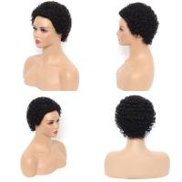 China Short Afro Curly Brazilian Hair Machine Made Pixie Wig Natural Color for Black Women for sale