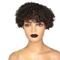 China Short Afro Curly Brazilian Hair Machine Made Pixie Wig Natural Color for Black Women for sale